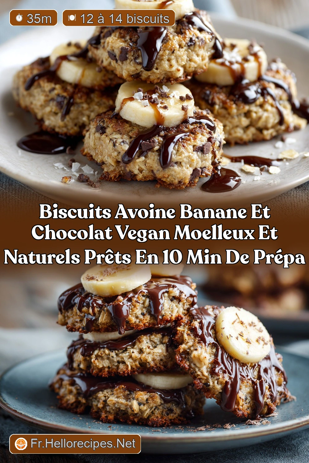 Biscuits avoine banane et chocolat vegan collation saine et…